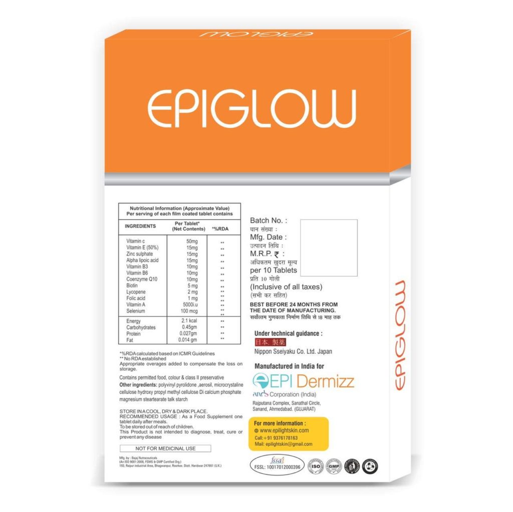Epilight Advance L- Glutathione with Vitamin C skin lightening tablets ...